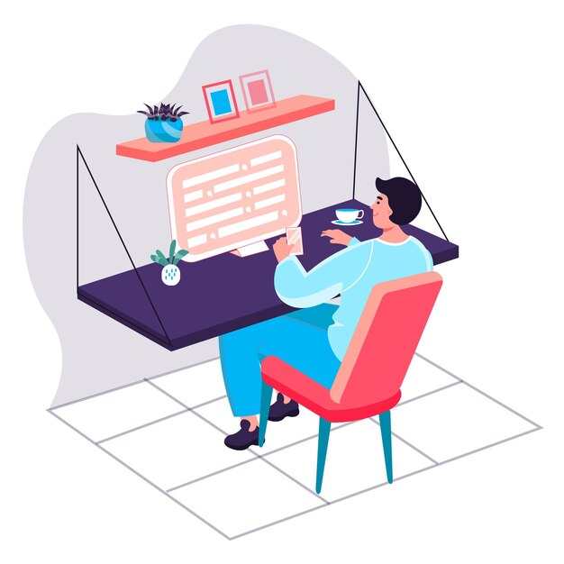 Premium Vector | Man programmer working on computer with code on screen illustration. programmer ...