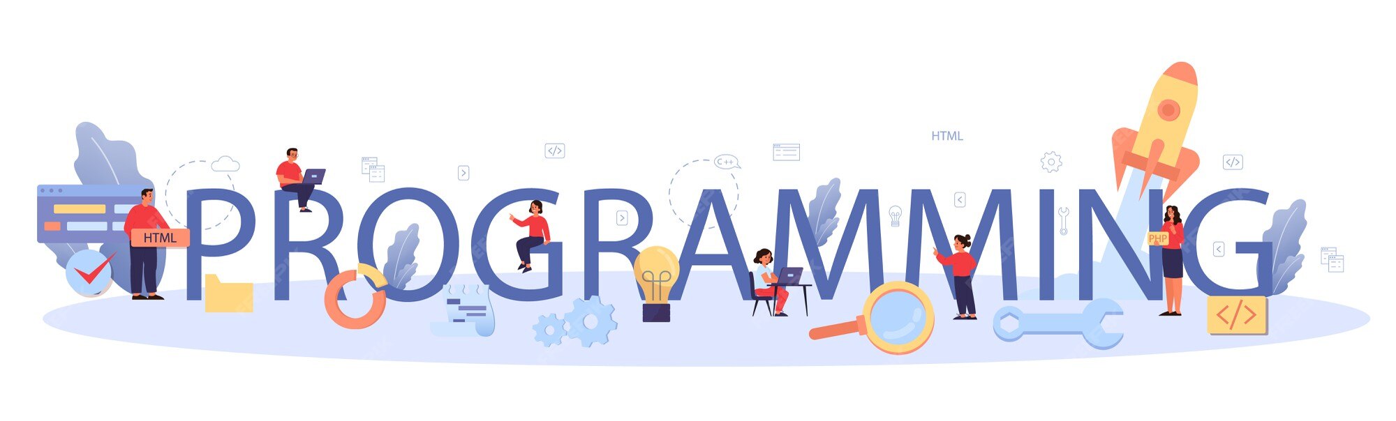 Premium Vector | Programming typographic header. Student write software ...