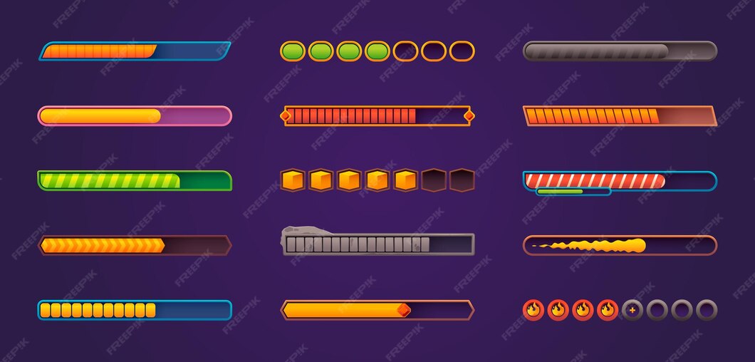 Premium Vector | Progress bar ui game asset for mobile and web ...