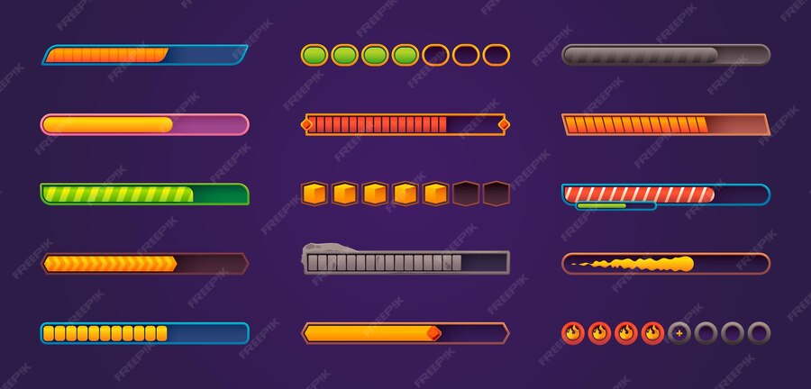 Premium Vector | Progress bar ui game asset for mobile and web ...