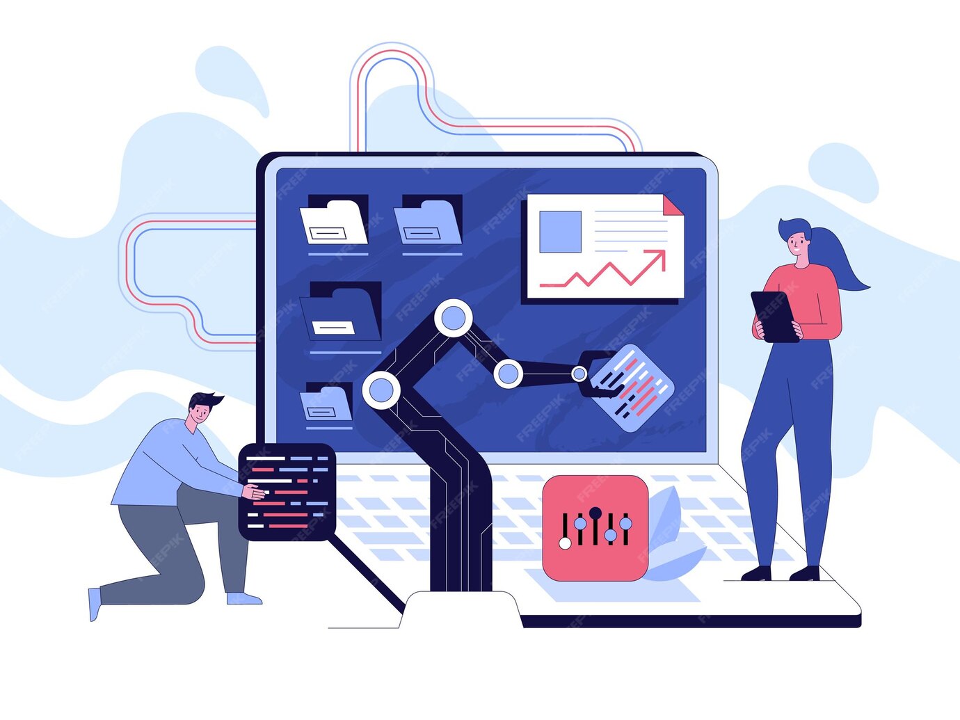 Premium Vector | Project team of engineers development program software ...