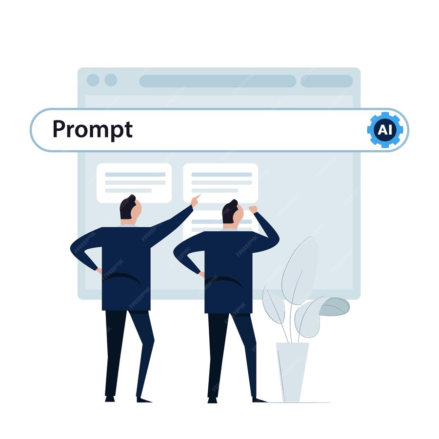 Premium Vector | Prompt ai artificial intelligence people query input interaction with the ...