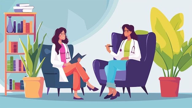 Psychotherapy Concept Illustration With Female Patient Premium Ai