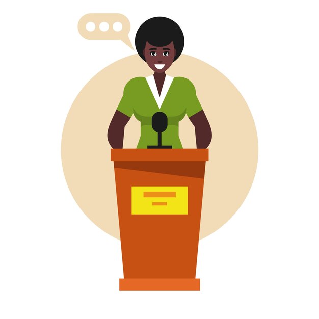 Premium Vector | Public speaker on speech delivering Premium Vector | Public speaker on speech delivering