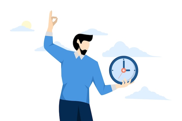 Premium Vector | Punctuality concept with punctual businessman holding ... Premium Vector | Punctuality concept with punctual businessman holding ...