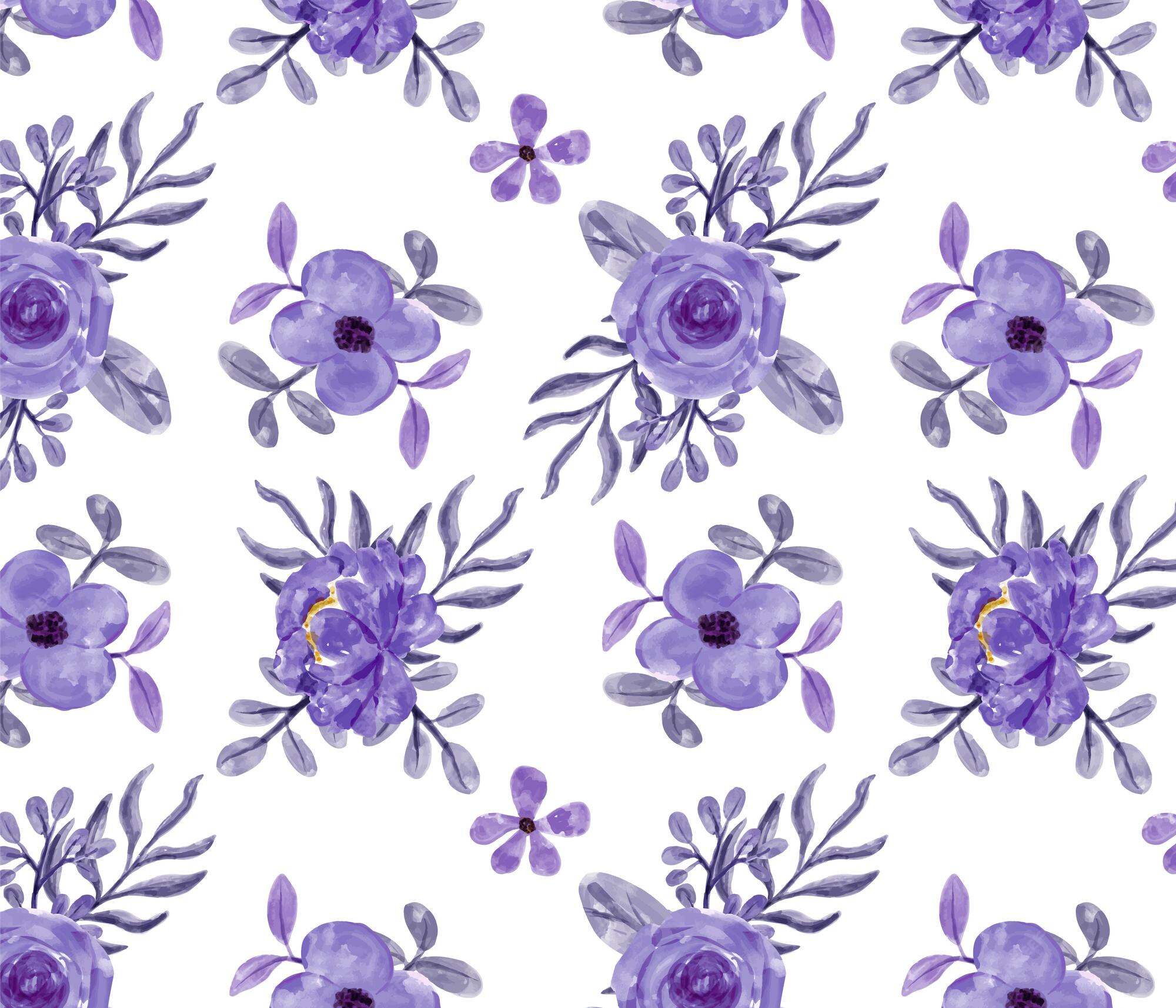 Premium Vector Purple Floral Watercolor Seamless Pattern