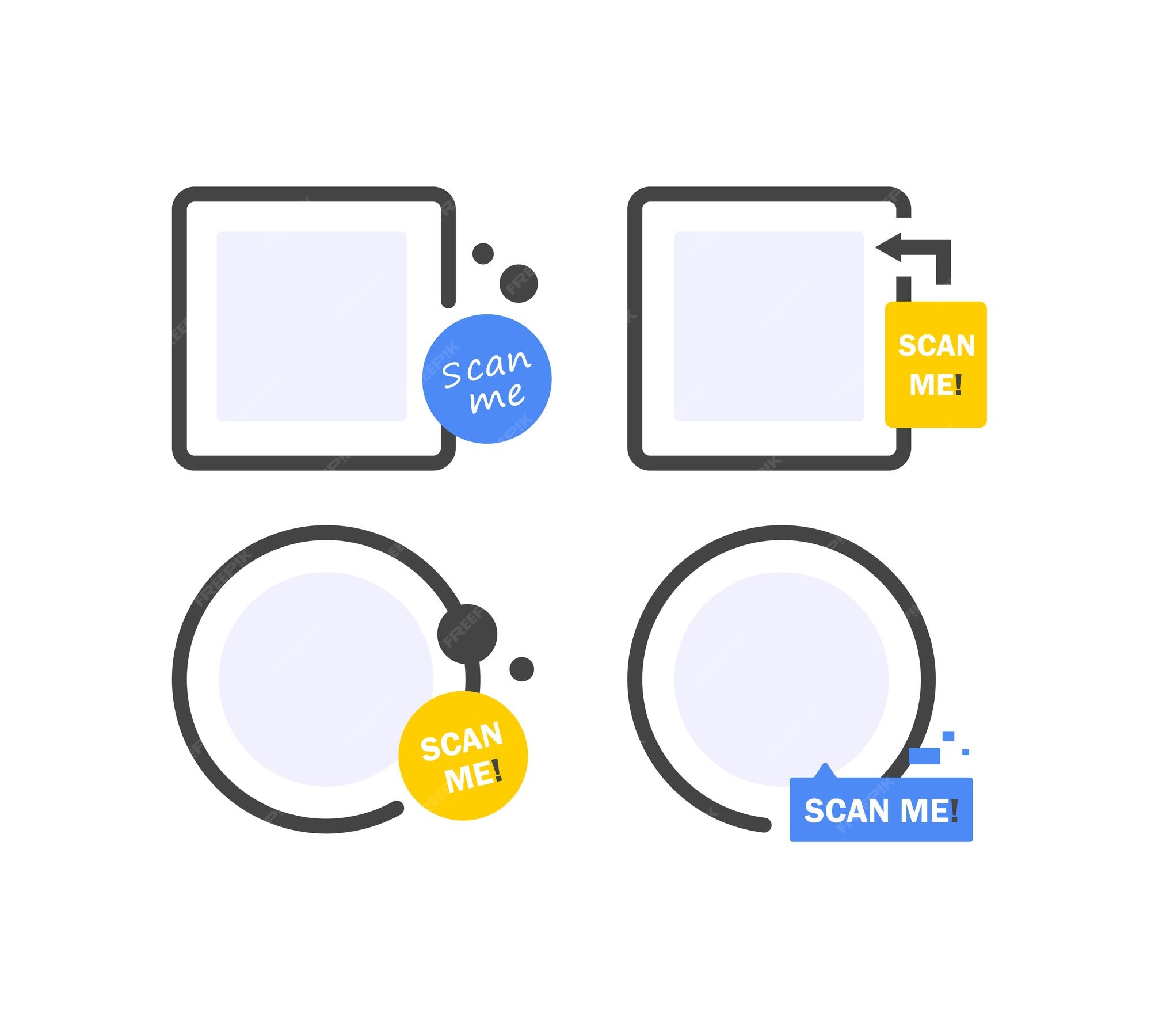 Qr 코드 스캔 아이콘 세트 Scan Me 프레임 스마트폰용 Qr 코드 스캔 모바일 앱용 Qr 코드 프리미엄 벡터