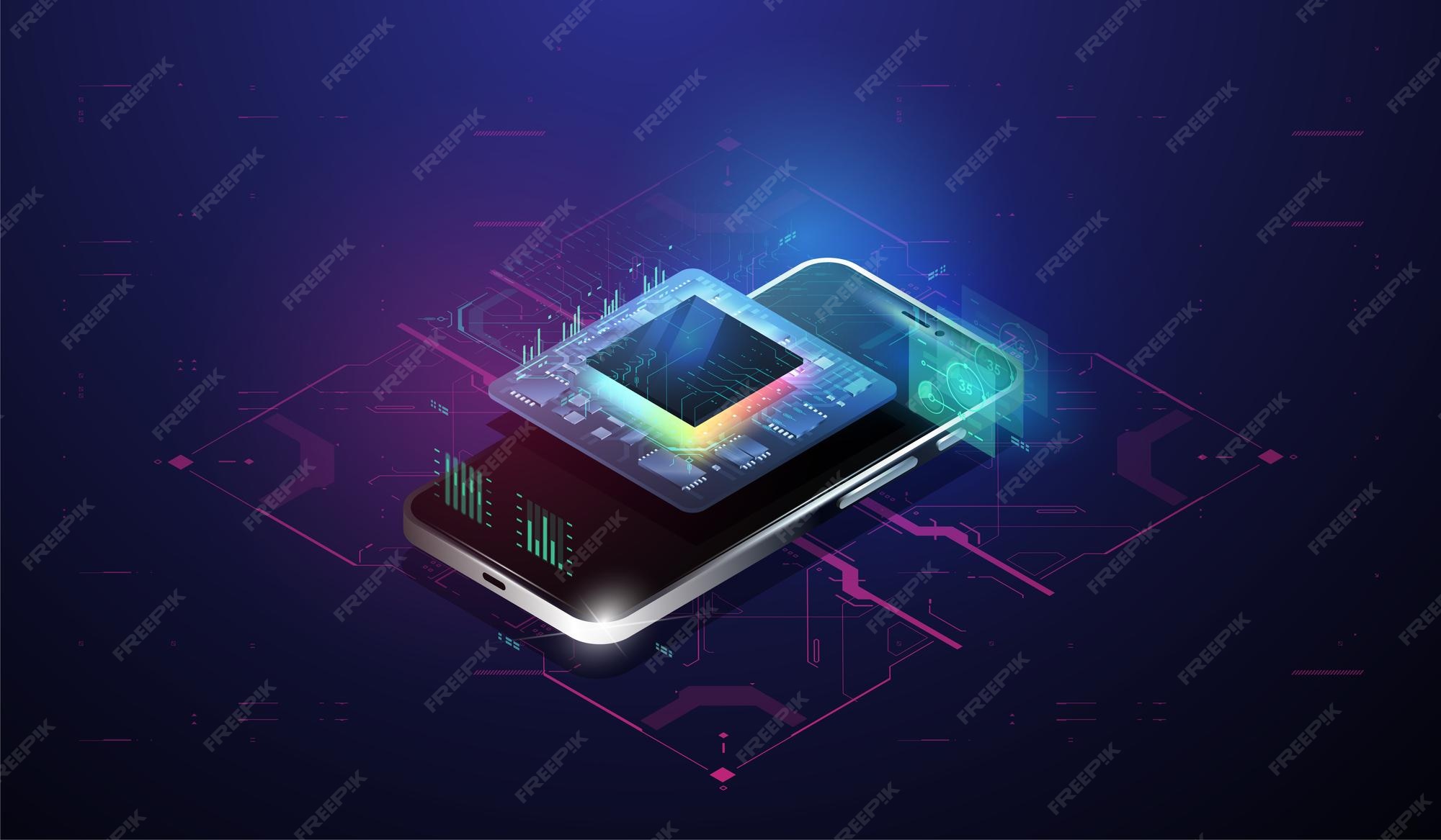 Premium Vector Quantum Computer Database Concept Tech Futuristic Template Futuristic Microchip