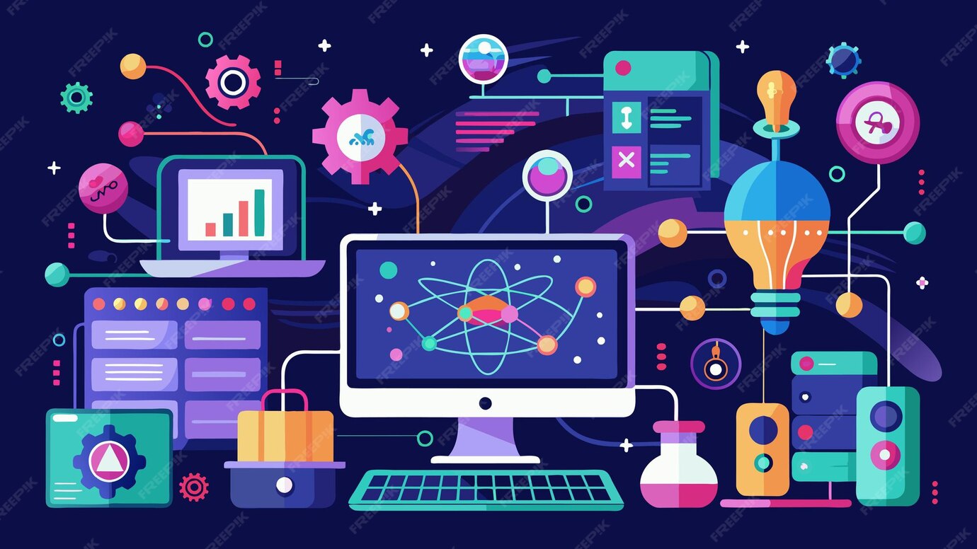 Premium Vector | Quantum computer programming vector graphics illustration EPS source file ...