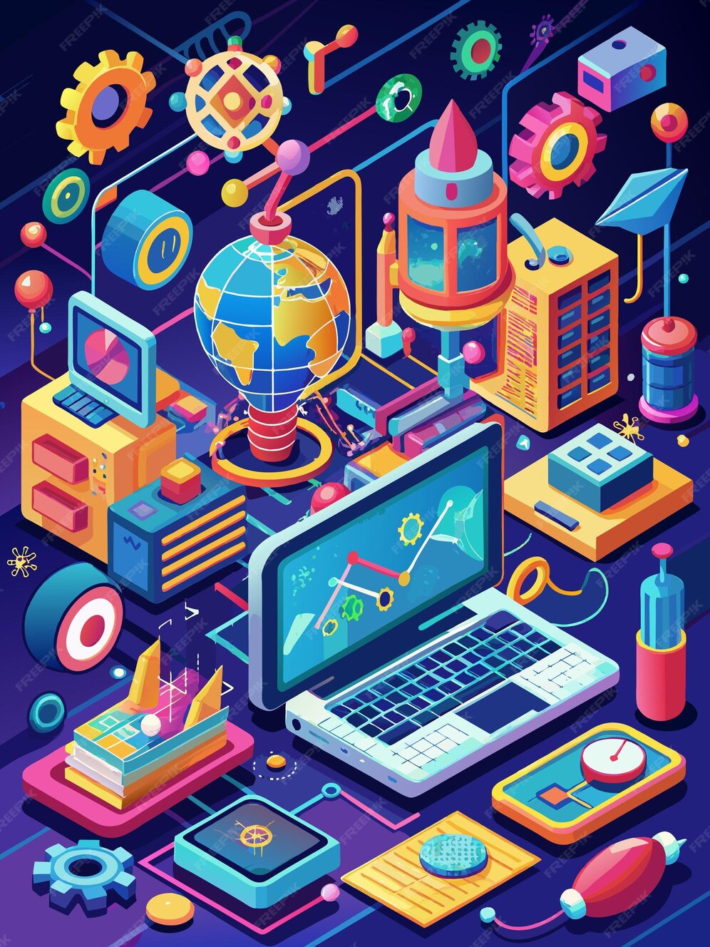 Quantum computer programming vector graphics illustration EPS source ...