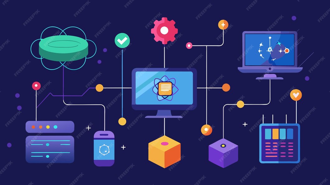 Premium Vector | Quantum computer programming vector graphics ...