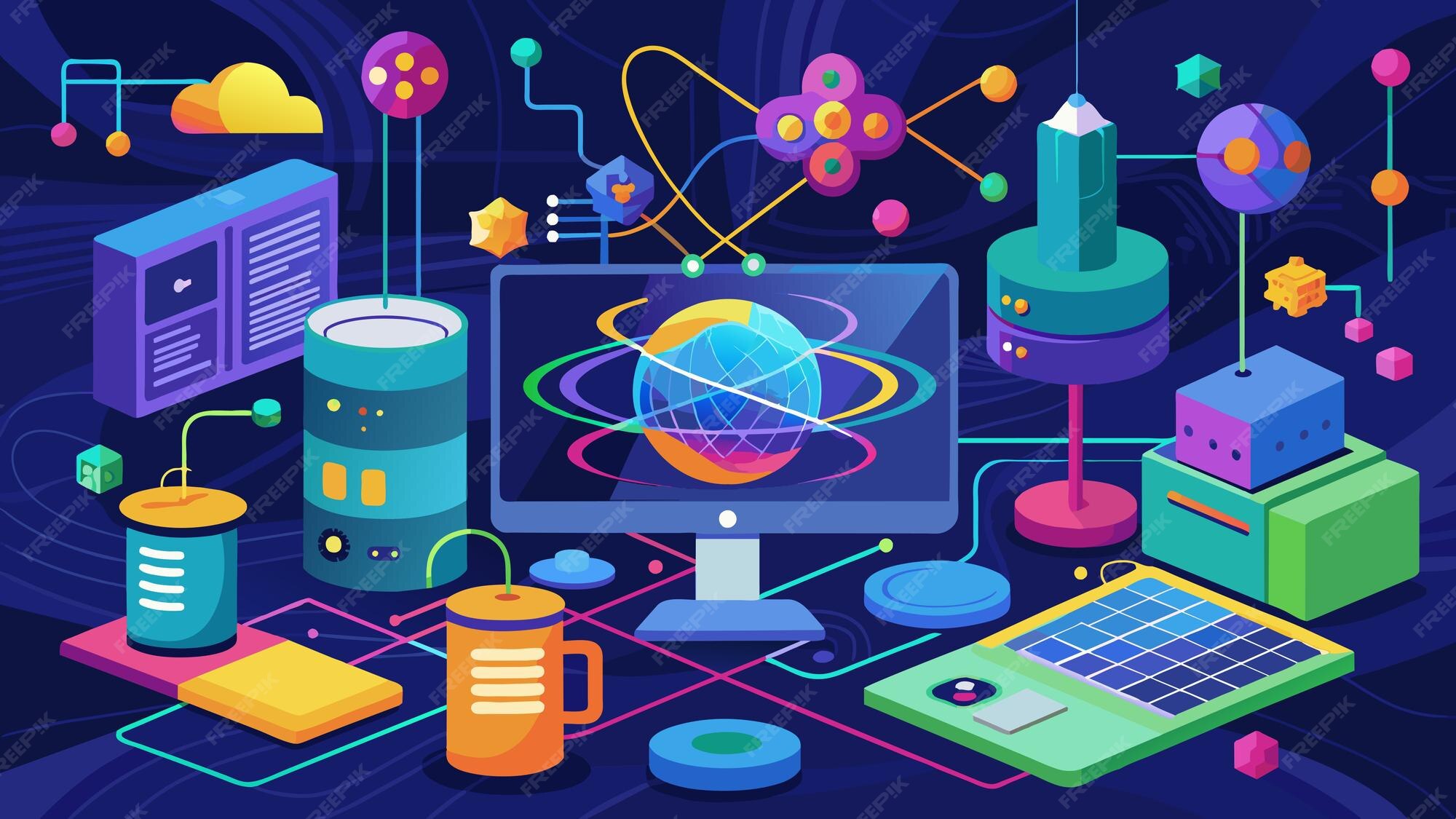 Premium Vector | Quantum computer programming vector graphics ...