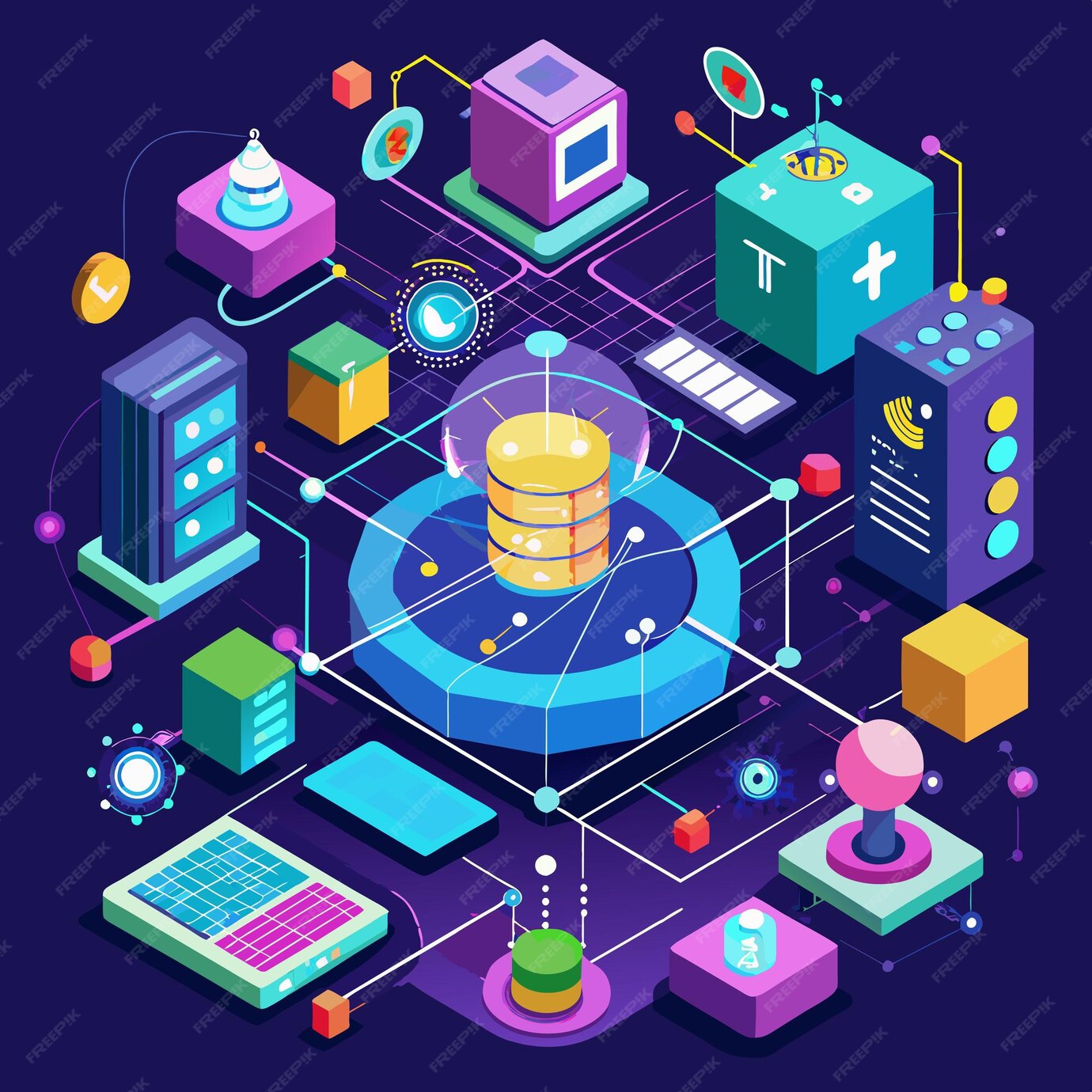 Premium Vector | Quantum computer programming vector graphics ...