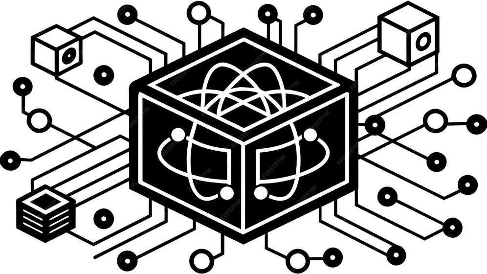 Premium Vector | Quantum computer programming vector graphics ...