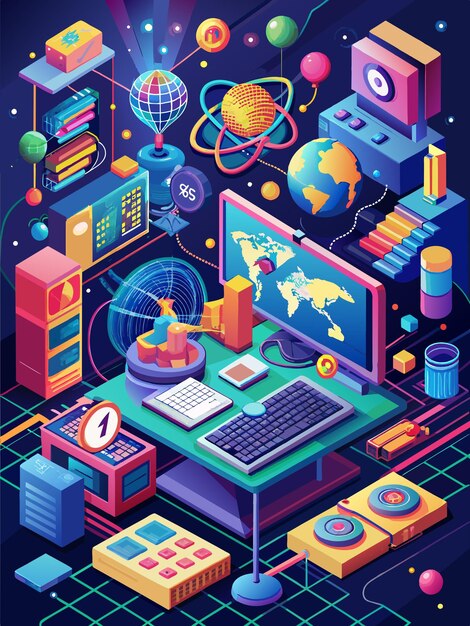 양자 컴퓨터 프로그래밍 터 그래픽 일러스트레이션 Eps 소스 파일 형식 손실없는 스케일링 프리미엄 Ai 생성 벡터