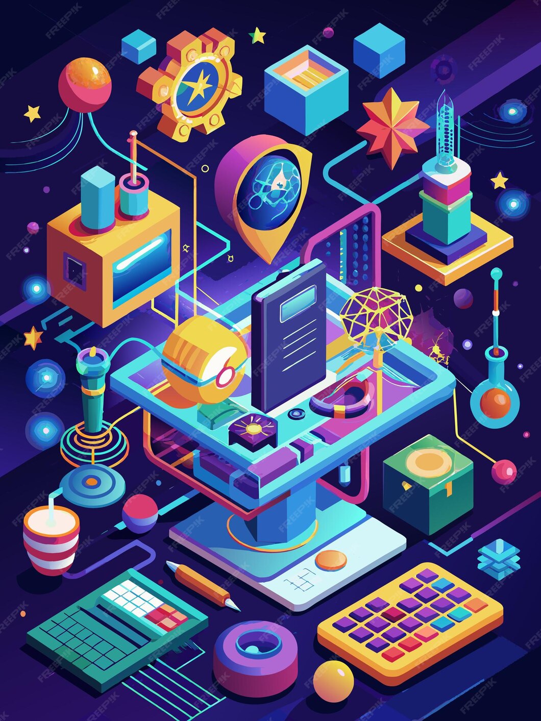 Premium Vector | Quantum computer programming vector graphics ...