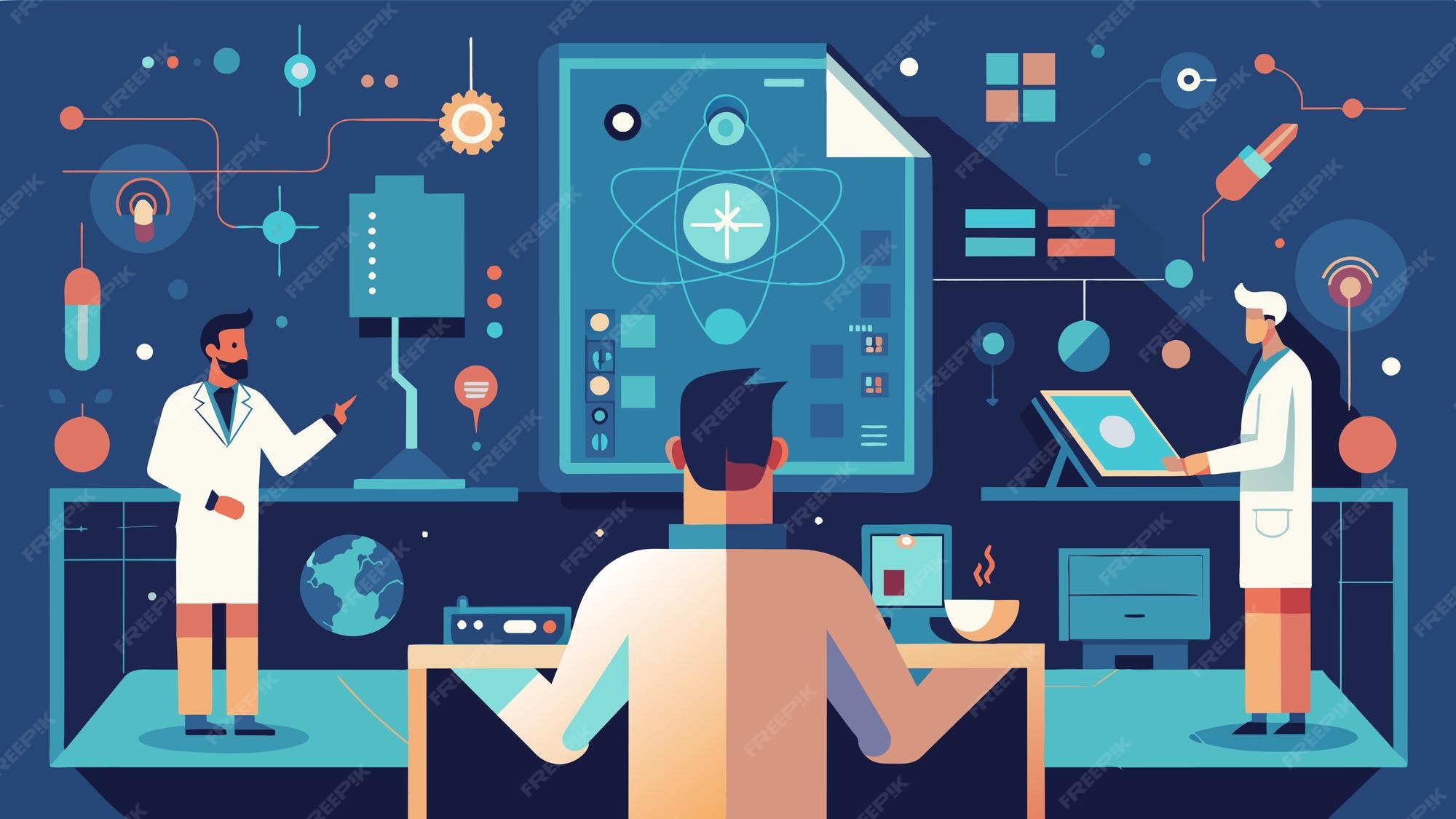 Premium Vector | Quantum computer programming vector graphics ...