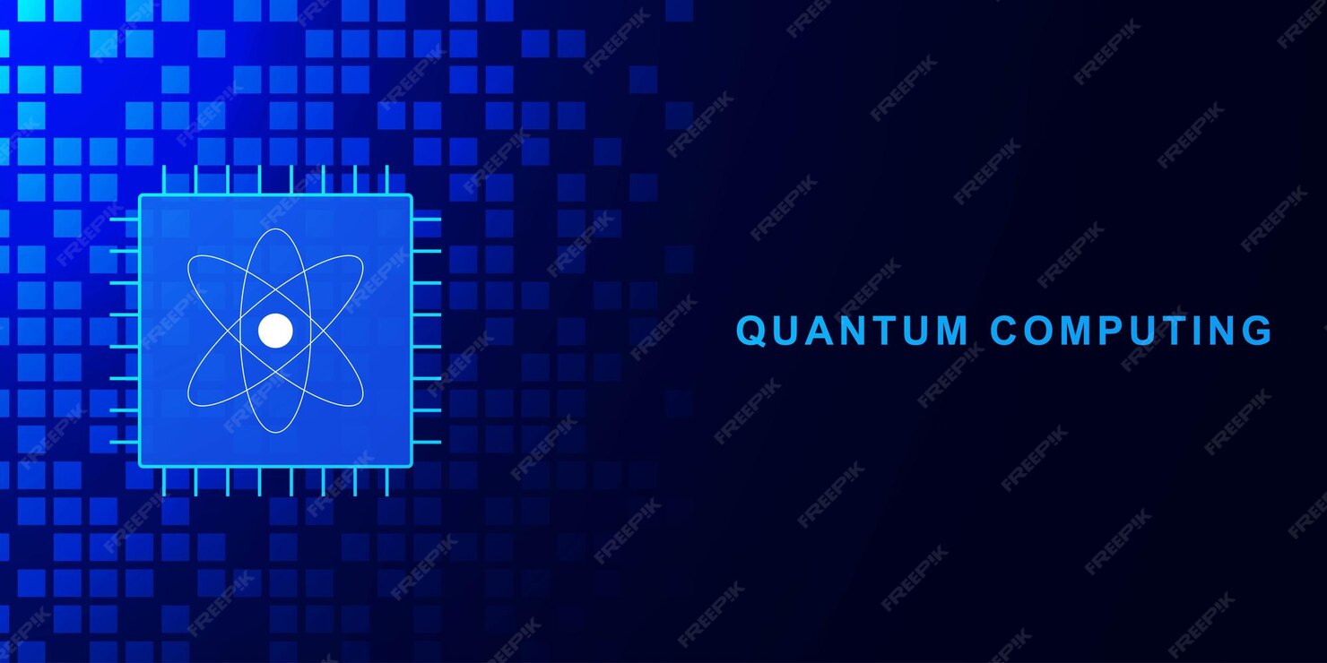 Premium Vector | Quantum computing concept with microchip processor ...