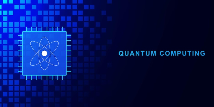 Premium Vector | Quantum computing concept with microchip processor ...
