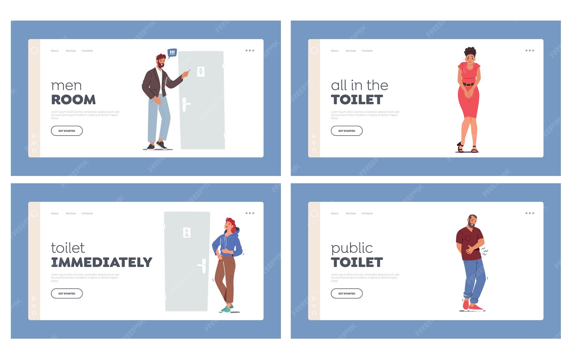 Premium Vector | Queue to toilet landing page template set people wait ... Premium Vector | Queue to toilet landing page template set people wait ...