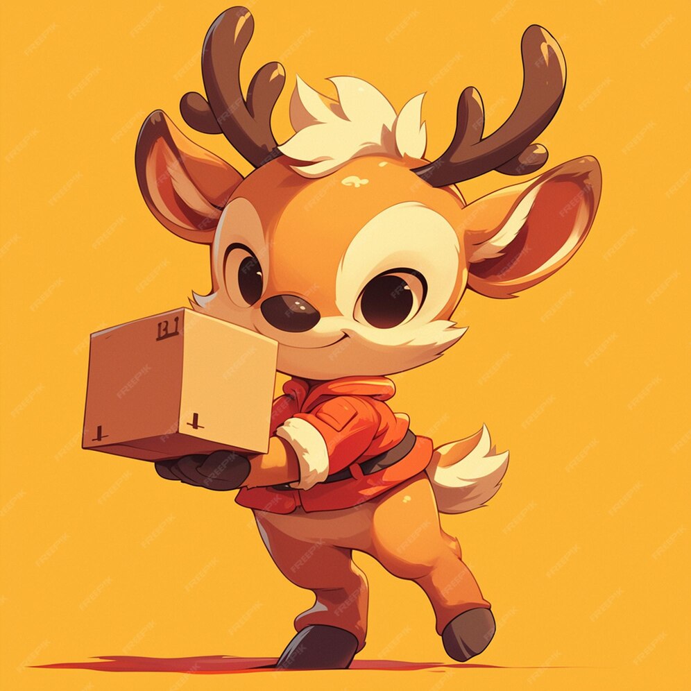 Premium Vector | A quick deer delivery cartoon style Premium Vector | A quick deer delivery cartoon style