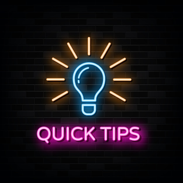 Premium Vector | Quick tips neon signs Premium Vector | Quick tips neon signs