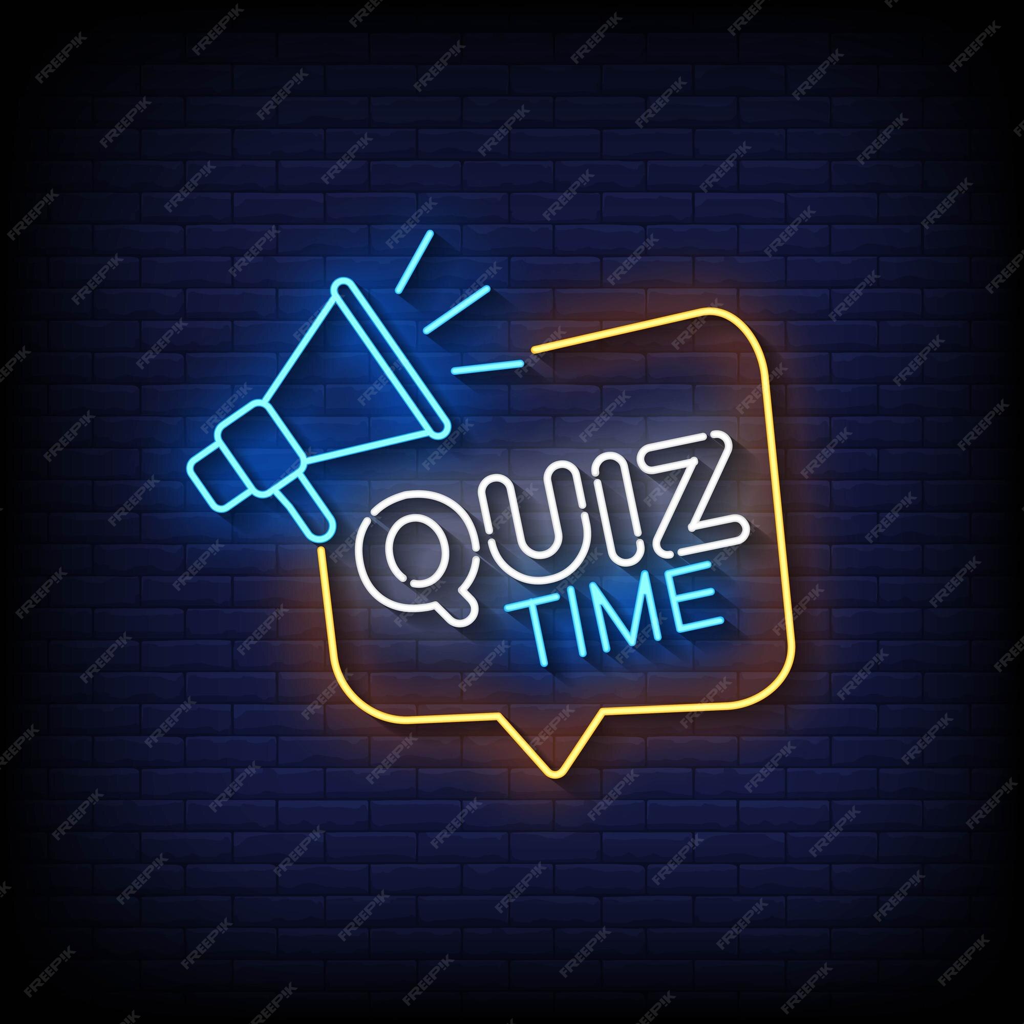 Premium Vector | Quiz time neon sign on brick wall background vector Premium Vector | Quiz time neon sign on brick wall background vector