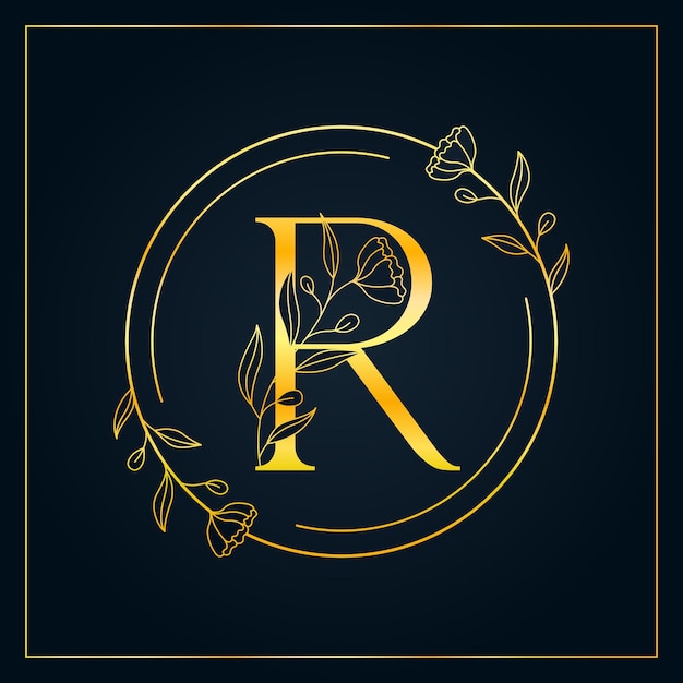 Premium Vector | R Gold Elegant Floral Letter Logo Premium Vector | R Gold Elegant Floral Letter Logo