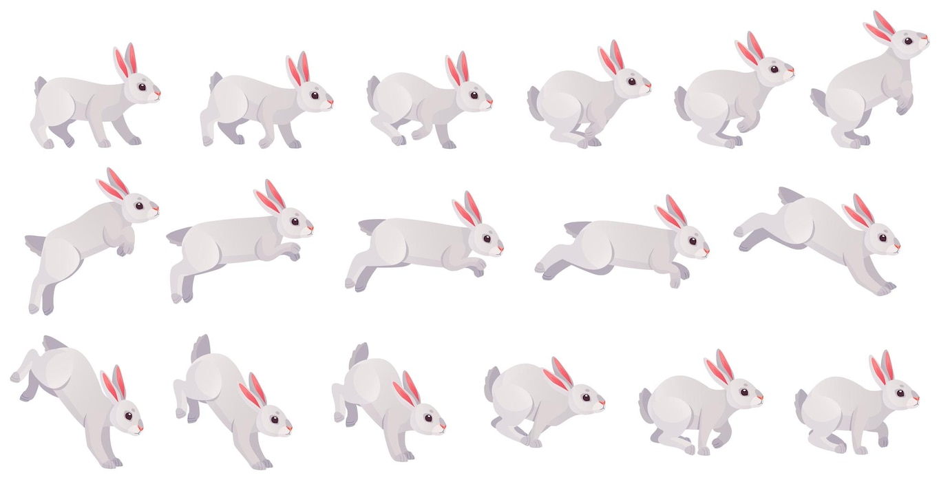 Premium Vector | Rabbit animation Bunny jump or animated running motion cycle for 2d game speed ...