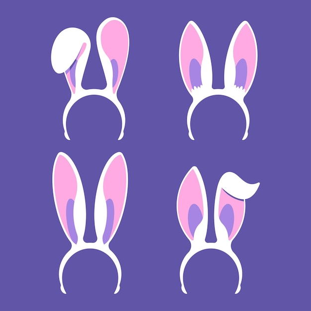 Premium Vector Rabbit Ears Headbands Vector Cartoon Set Isolated On Background