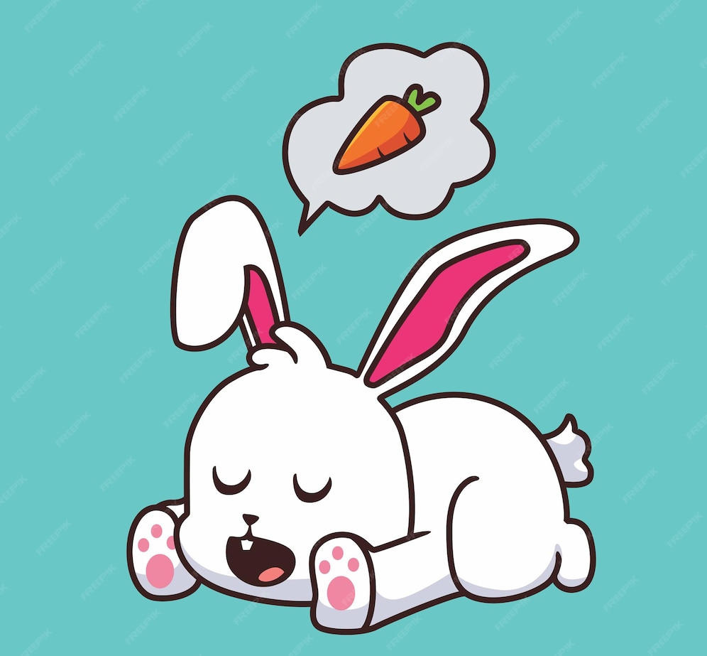 Premium Vector Rabbit Sleeping Dream Carrot Cartoon Illustration