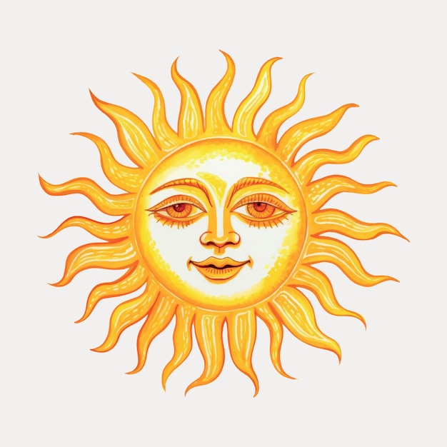 Premium Vector | Radiant sun face illustration Premium Vector | Radiant sun face illustration