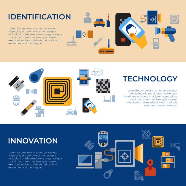 Premium Vector | Radio frequency identification chip icons collection Premium Vector | Radio frequency identification chip icons collection