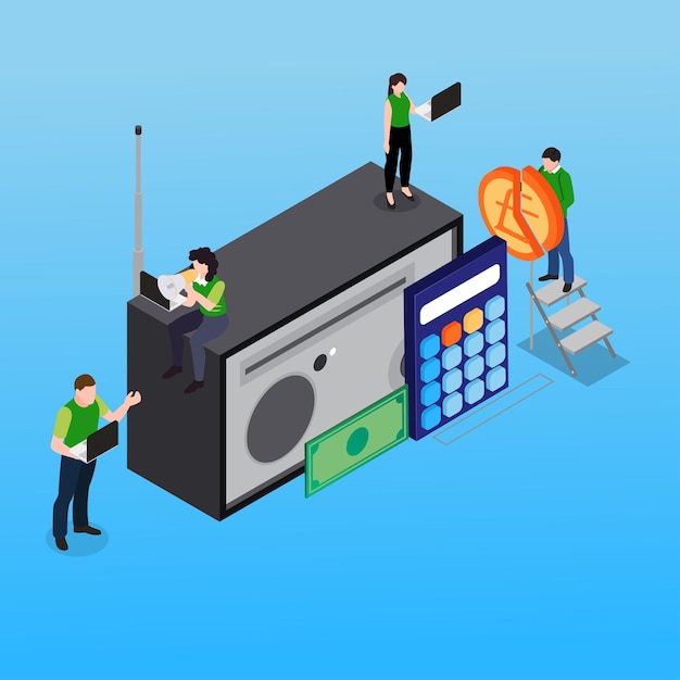 Premium Vector | Radio host 3d isometric vector Premium Vector | Radio host 3d isometric vector