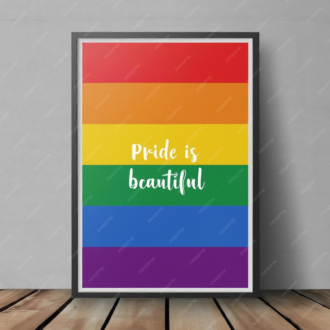 Premium Vector Rainbow Flag With A Wooden Frame Lgbt Poster Pride