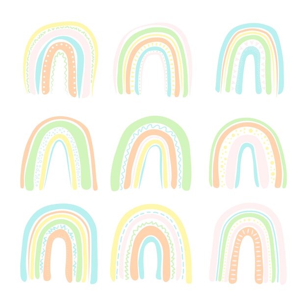 Premium Vector | Rainbow set in scandinavian style Premium Vector | Rainbow set in scandinavian style