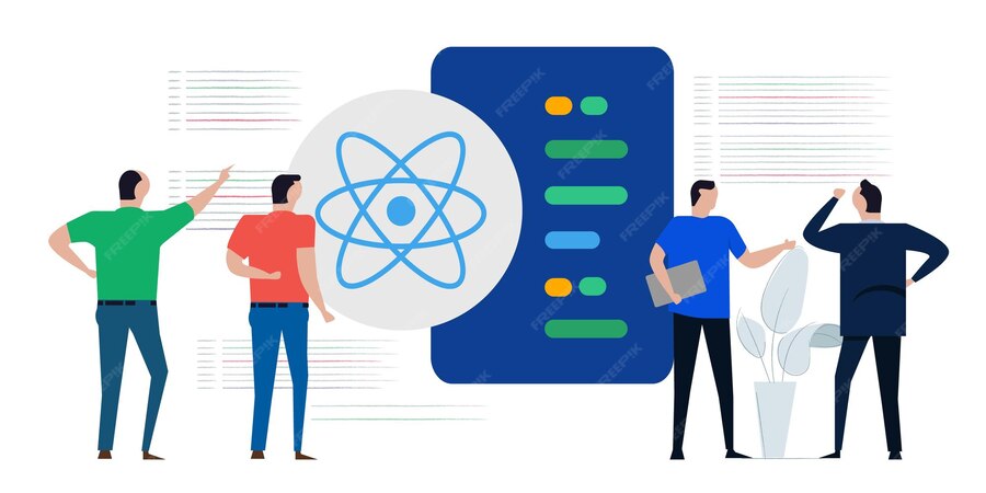 Premium Vector | React js javascript modern programming language for speed of website framework ...