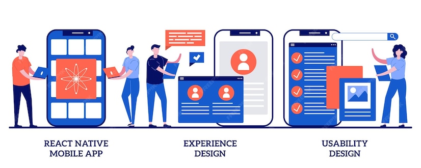 Premium Vector | React native mobile app, experience design, usability ...