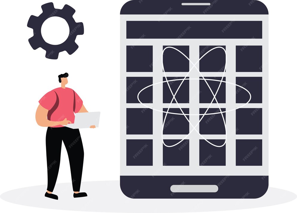 Premium Vector React Programing Computation Computer Computing Data Future Abstract