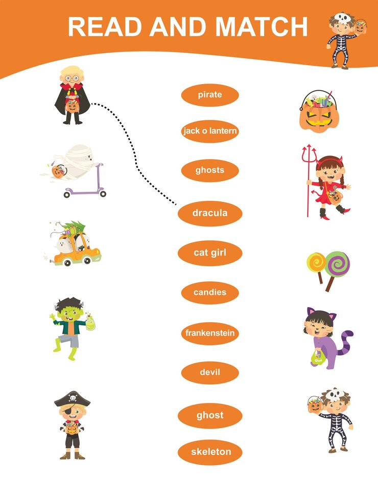 Premium Vector | Read and match worksheet matching words with images ... Premium Vector | Read and match worksheet matching words with images ...