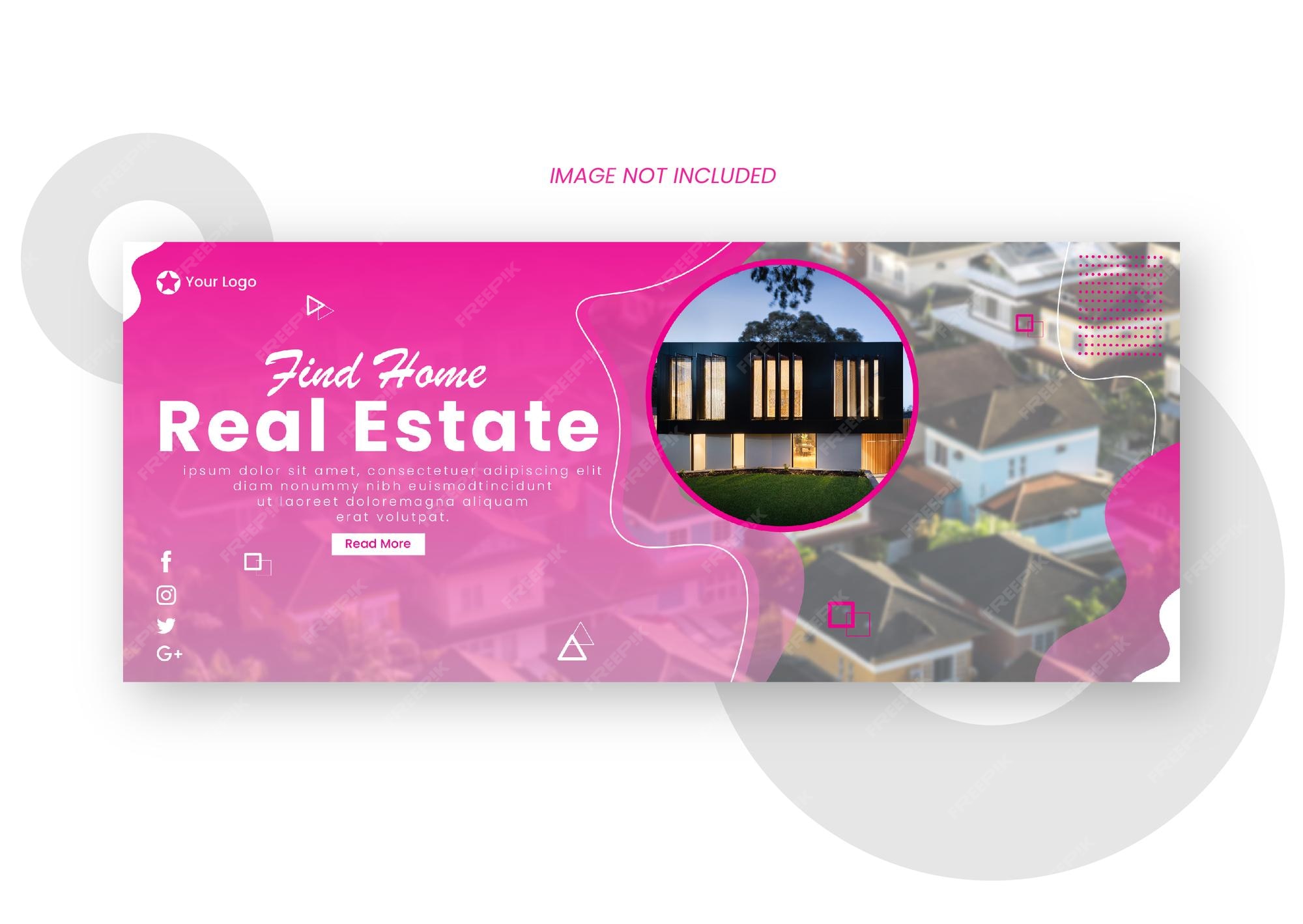 Premium Vector | Real estate cover and web header design template Premium Vector | Real estate cover and web header design template