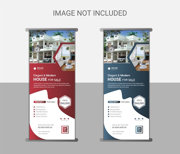 Premium Vector | Real estate roll up banner template Premium Vector | Real estate roll up banner template