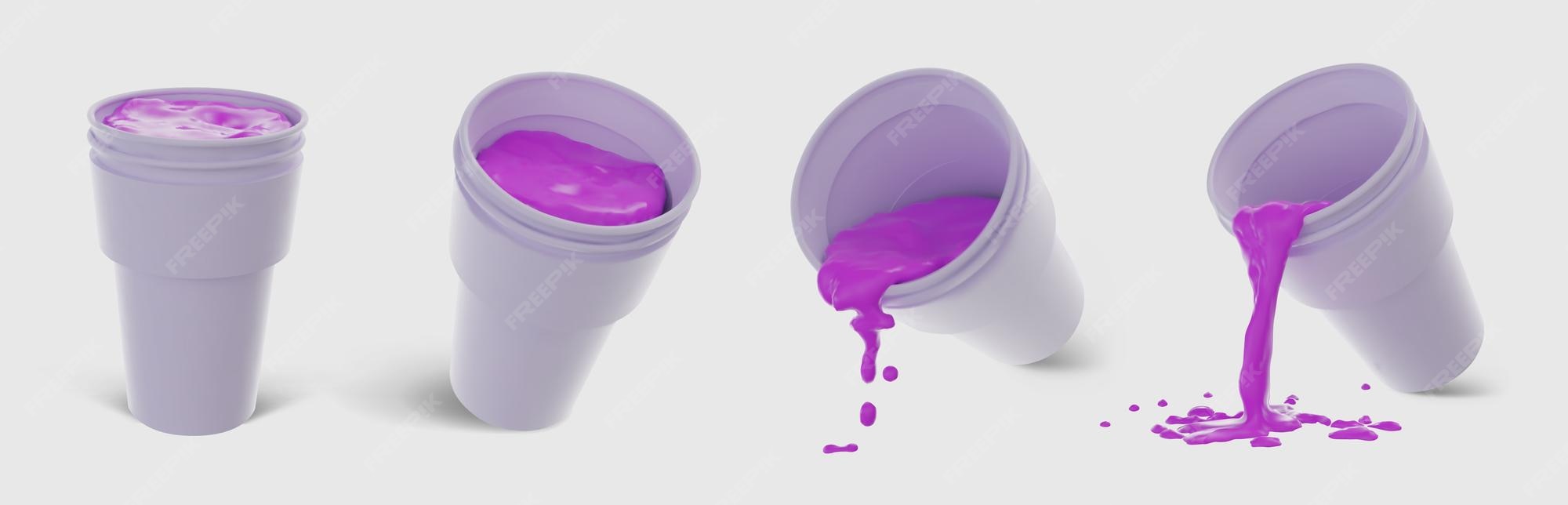 Premium Vector Realistic 3d Double Cup With Lean Codeine Purple Drink Standing And Dripping