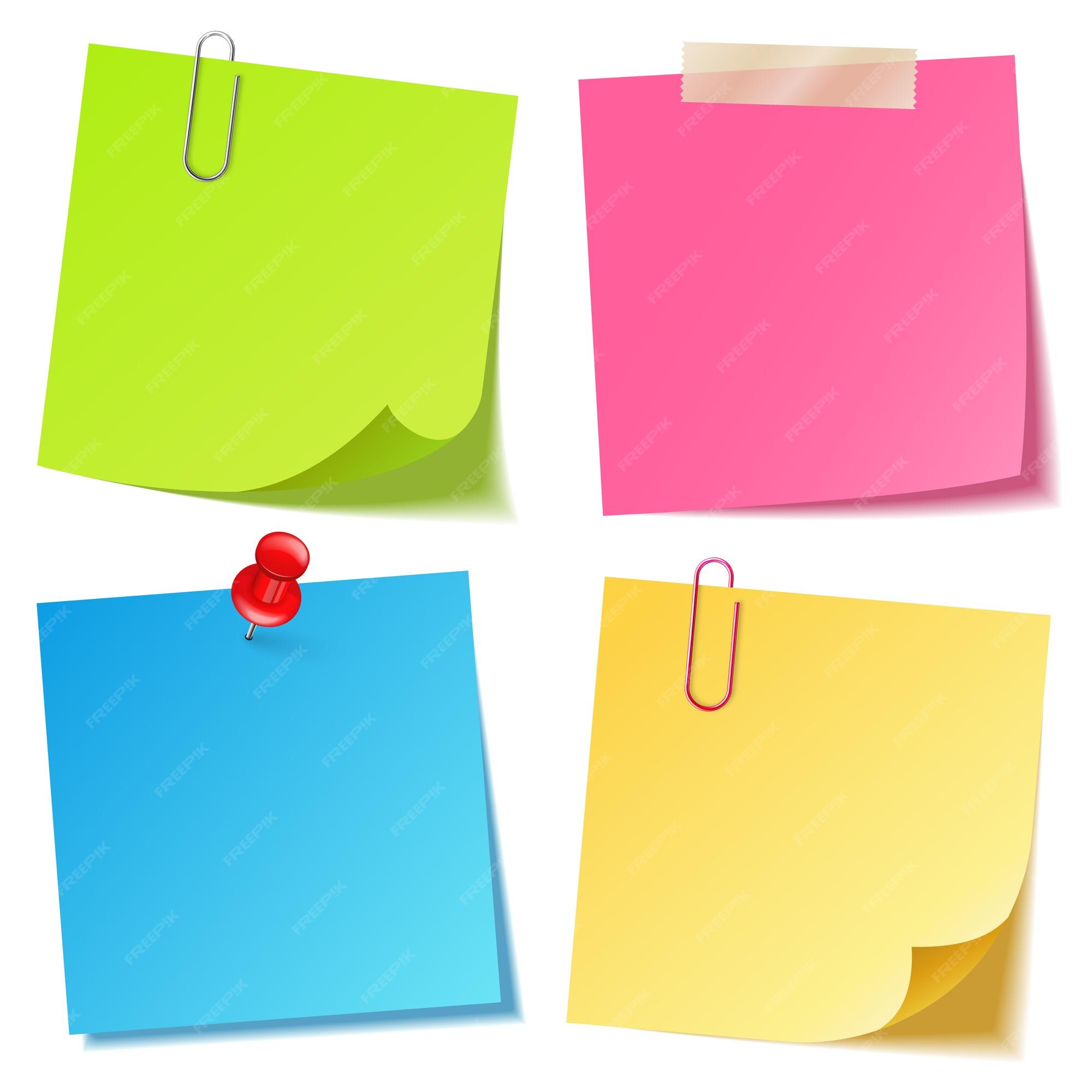 Premium Vector | Realistic colorful blank sticky notes with clip binder ... Premium Vector | Realistic colorful blank sticky notes with clip binder ...