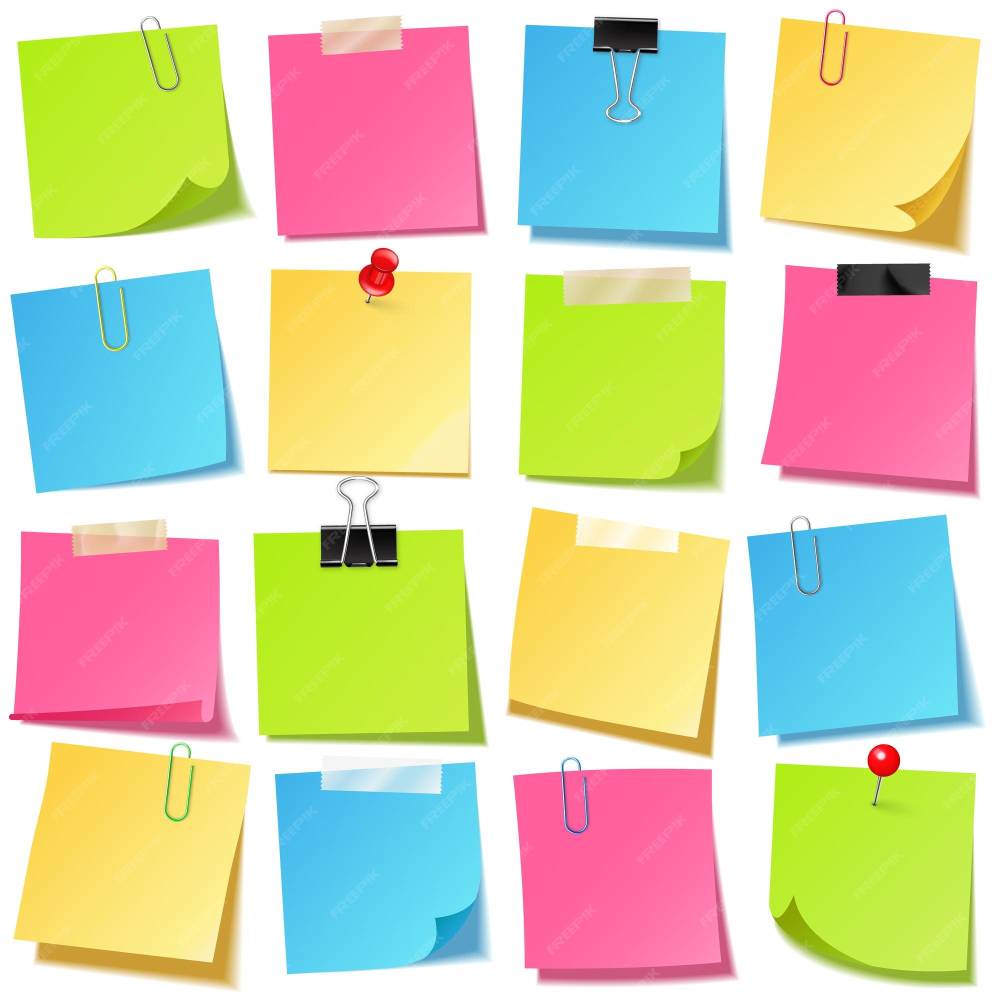 Premium Vector | Realistic colorful blank sticky notes with clip binder ... Premium Vector | Realistic colorful blank sticky notes with clip binder ...