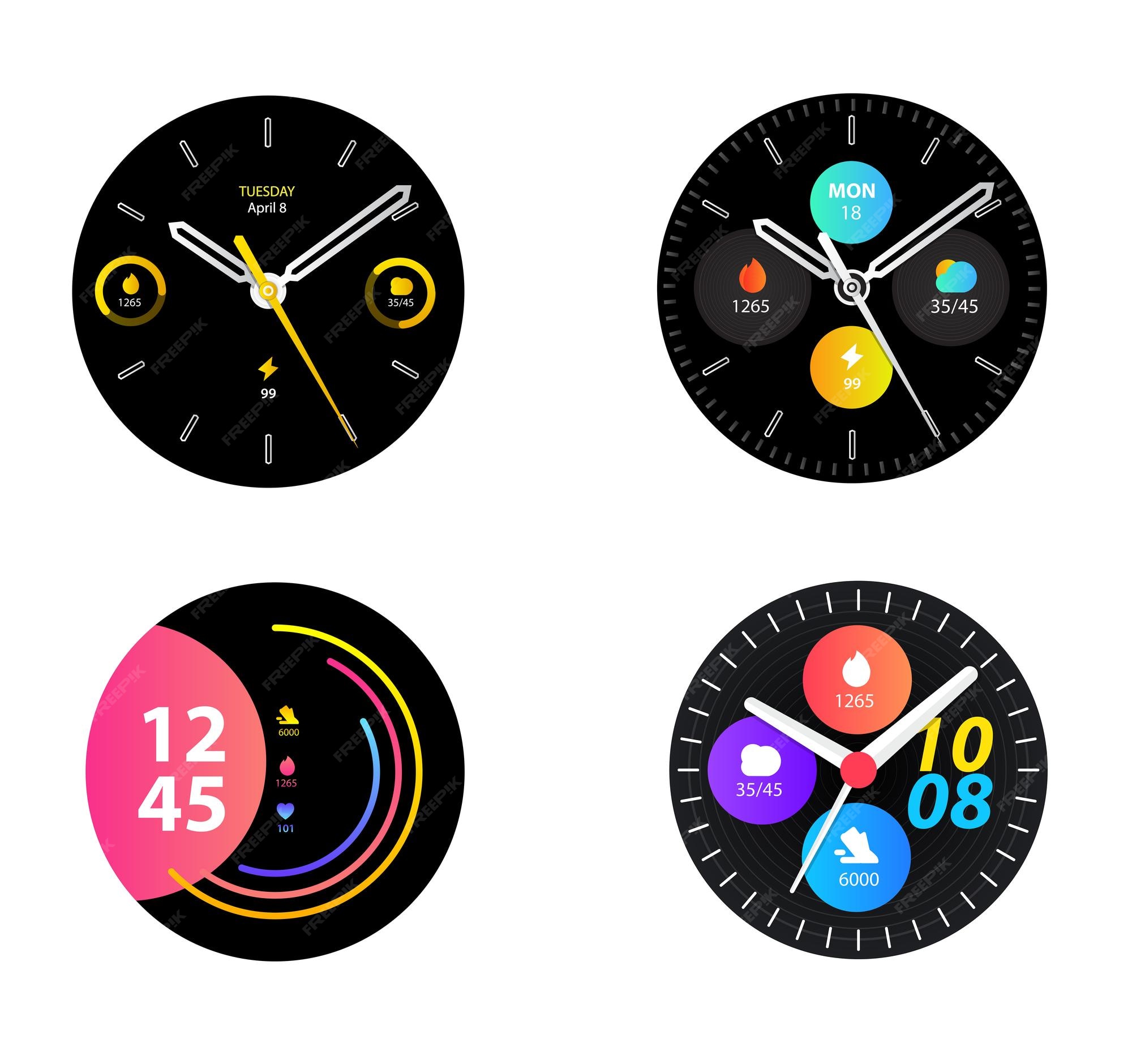Premium Vector Realistic Digital And Analogue Smartwatch Watch Faces Collection Isolated On