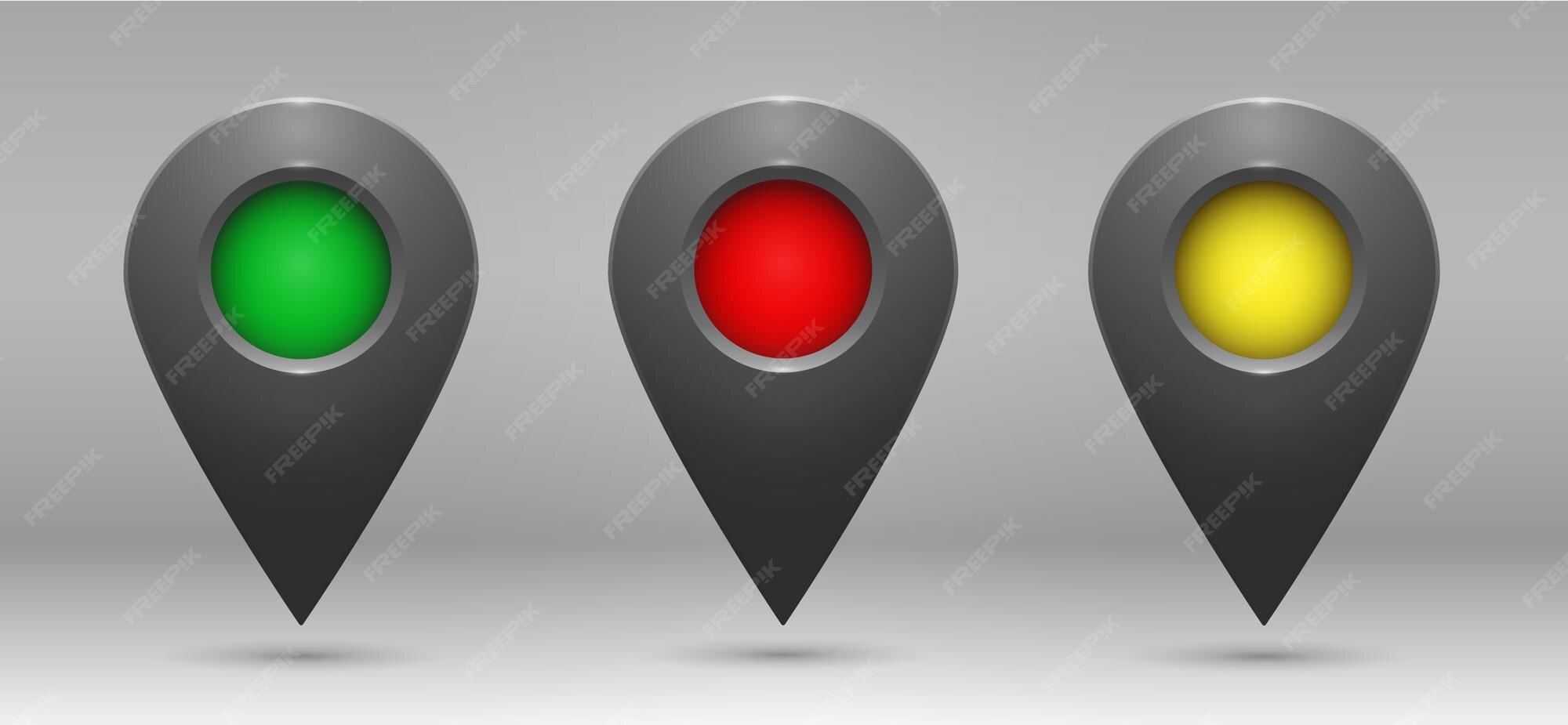 Premium Vector | Realistic gray geolocation icons with colored inserts ... Premium Vector | Realistic gray geolocation icons with colored inserts ...