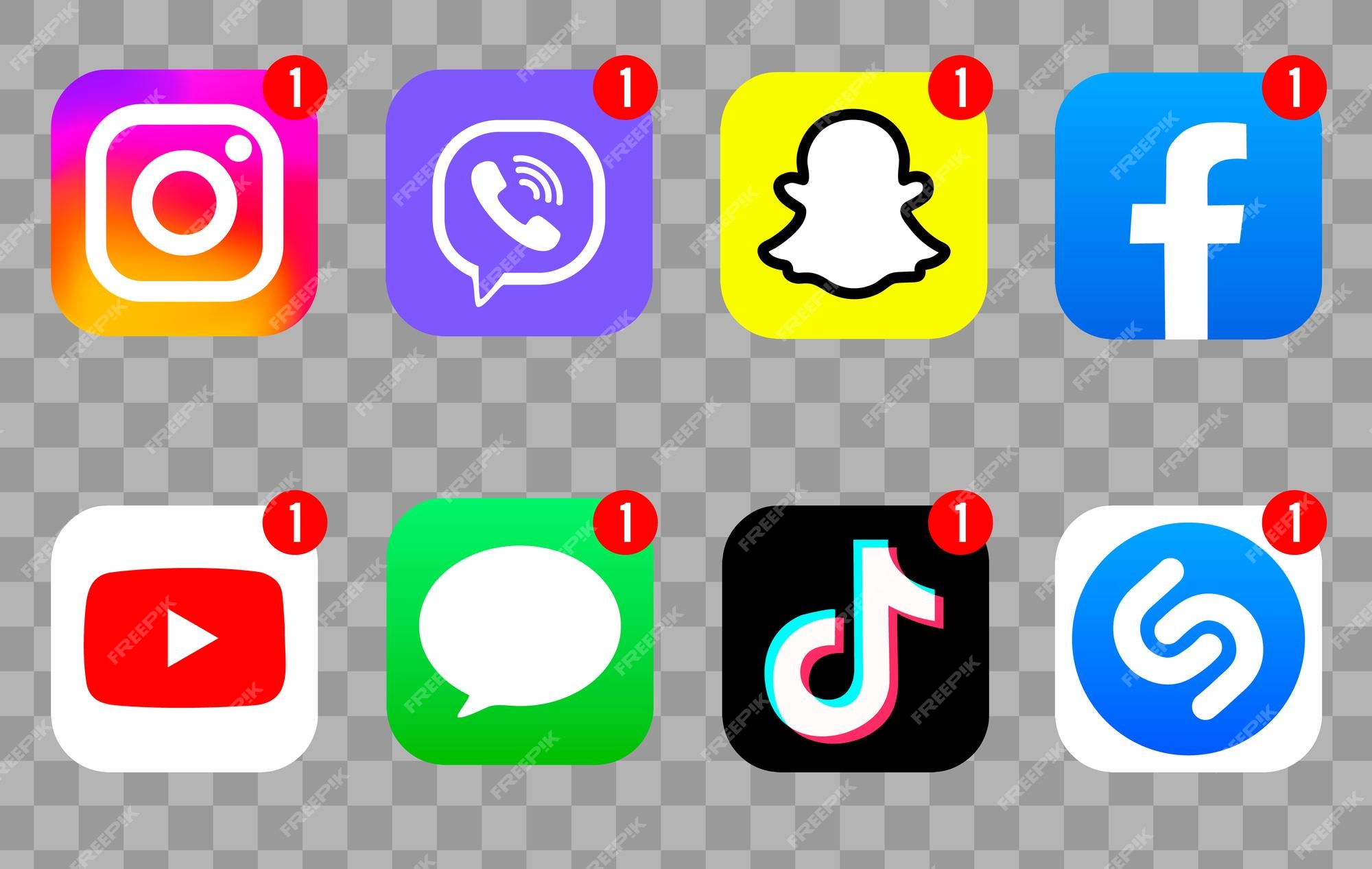 Premium Vector | Realistic social applications with notification ... Premium Vector | Realistic social applications with notification ...