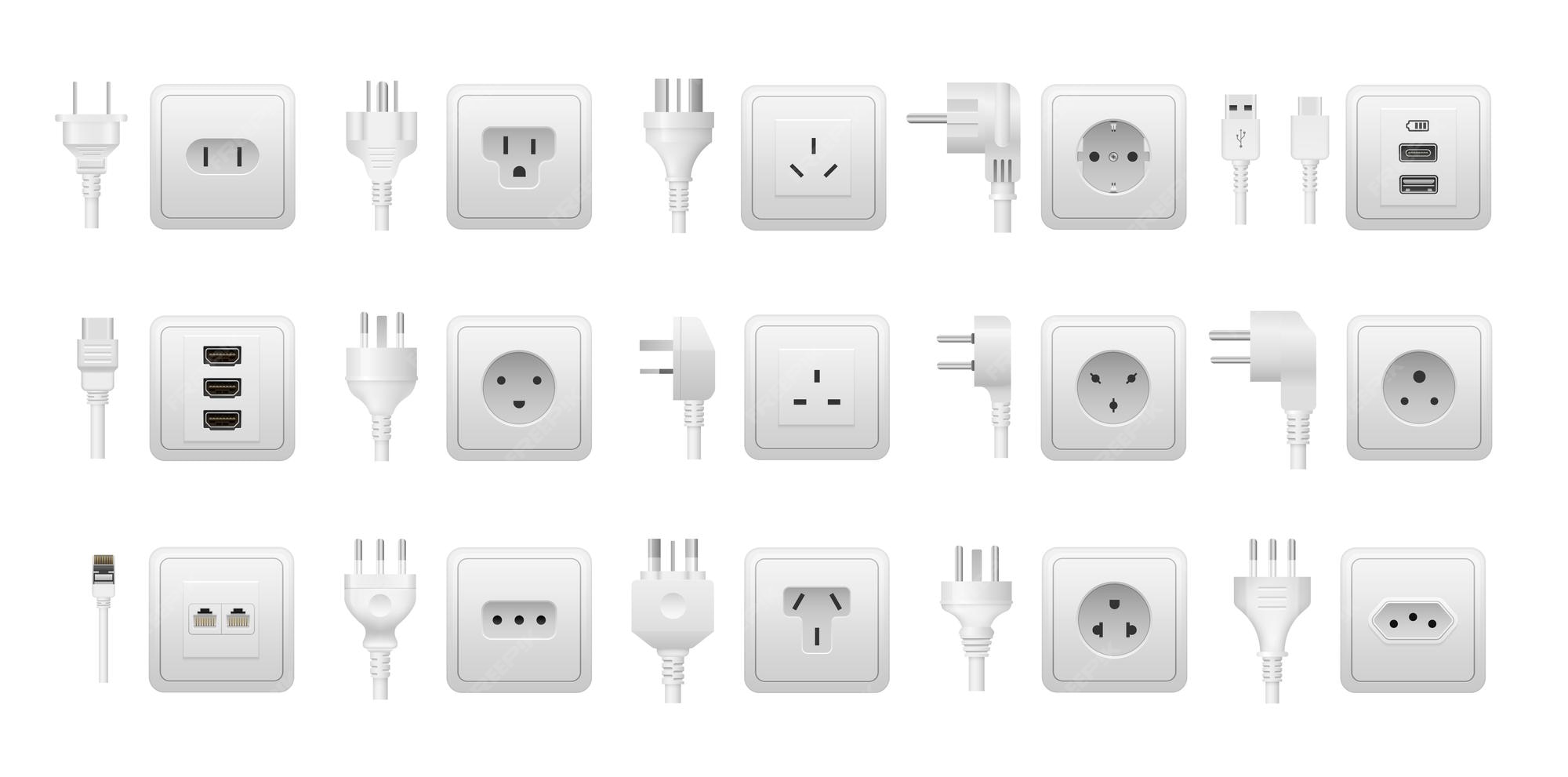 Premium Vector | Realistic socket and plug ac power connector american ... Premium Vector | Realistic socket and plug ac power connector american ...