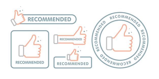 Premium Vector | Recommended icon. line label recommended with thumb up ... Premium Vector | Recommended icon. line label recommended with thumb up ...